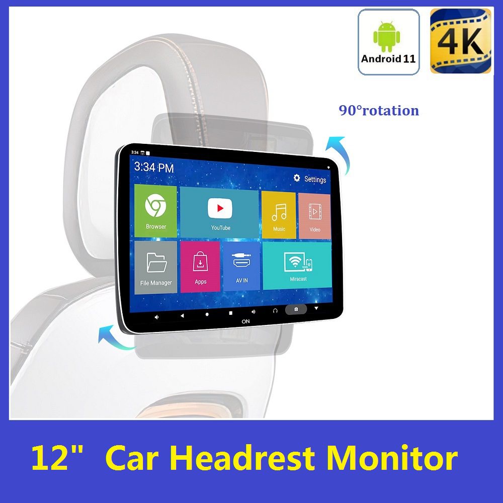 Android 11.0 Car TV Headrest Monitor 12 inch Touch Screen Video Player ...