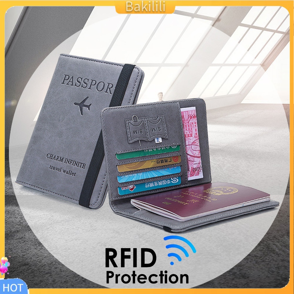 (Bakilili) Faux Leather RFID Business Passport Air Ticket Bank ID Card ...