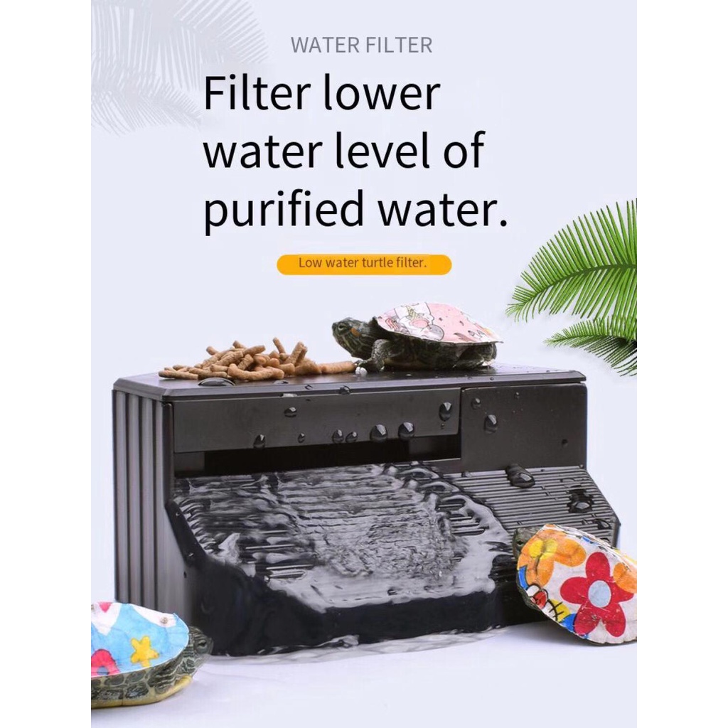 Turtle tank low water level pump mute filter with climbing platform ...