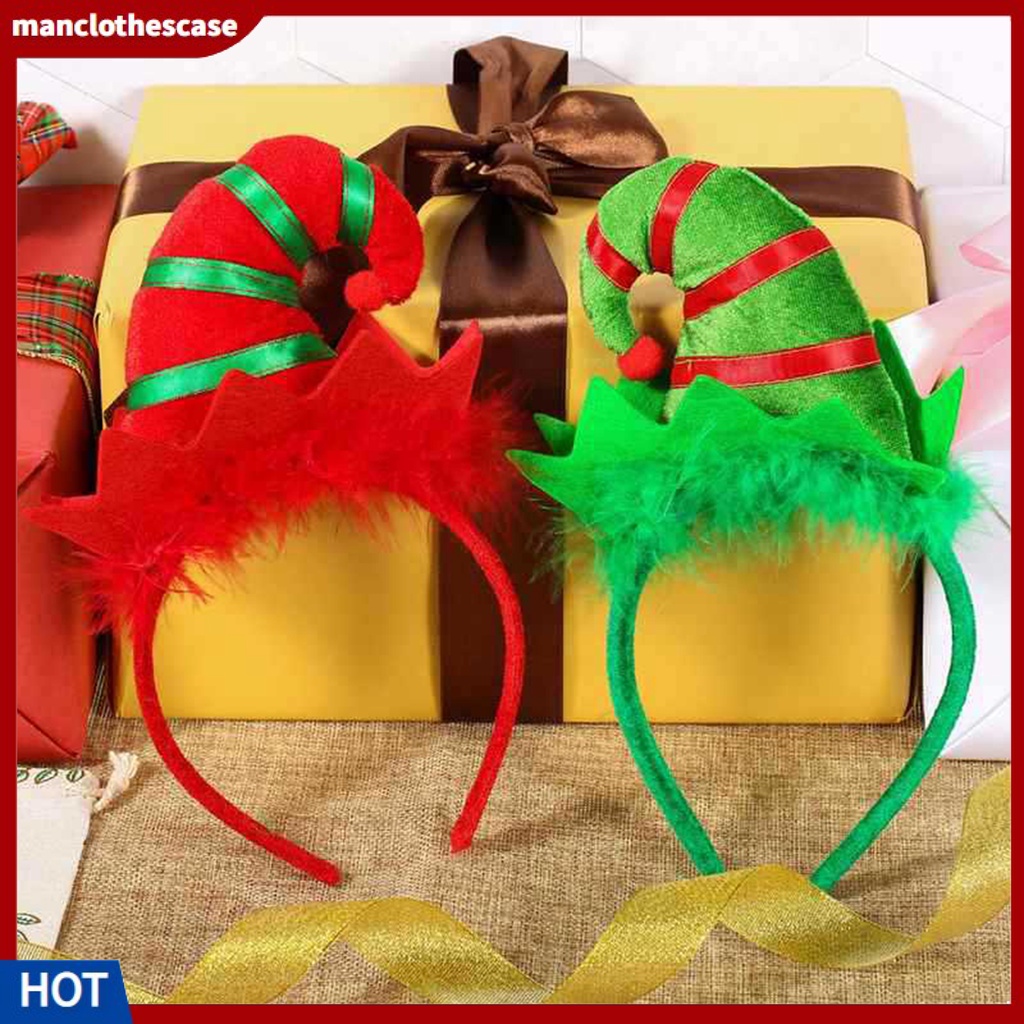 (manclothescase) Unisex Headband Christmas Santa Elf Hat Headband ...