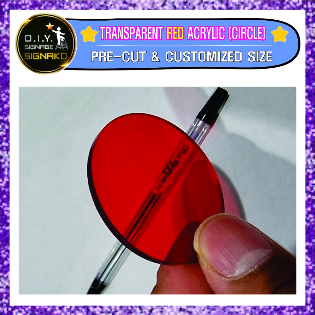 Transparent "Red" Circle Round Acrylic Sheet Pre Cut & Customized Size ...