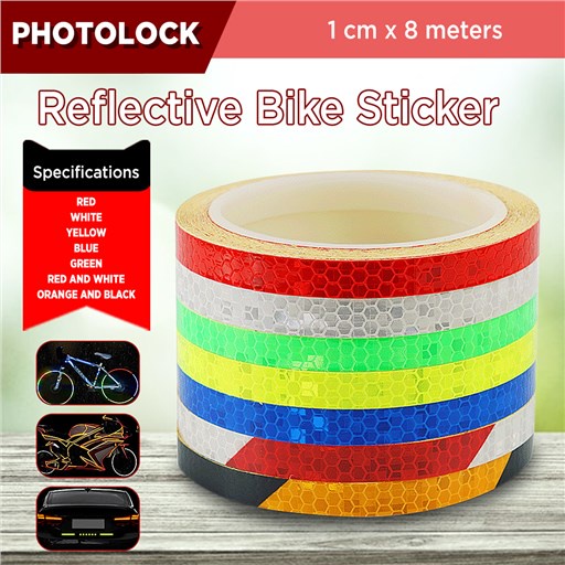Bicycle PVC Reflective Bike Stickers Cars Safety Warning Durable (1cm x ...