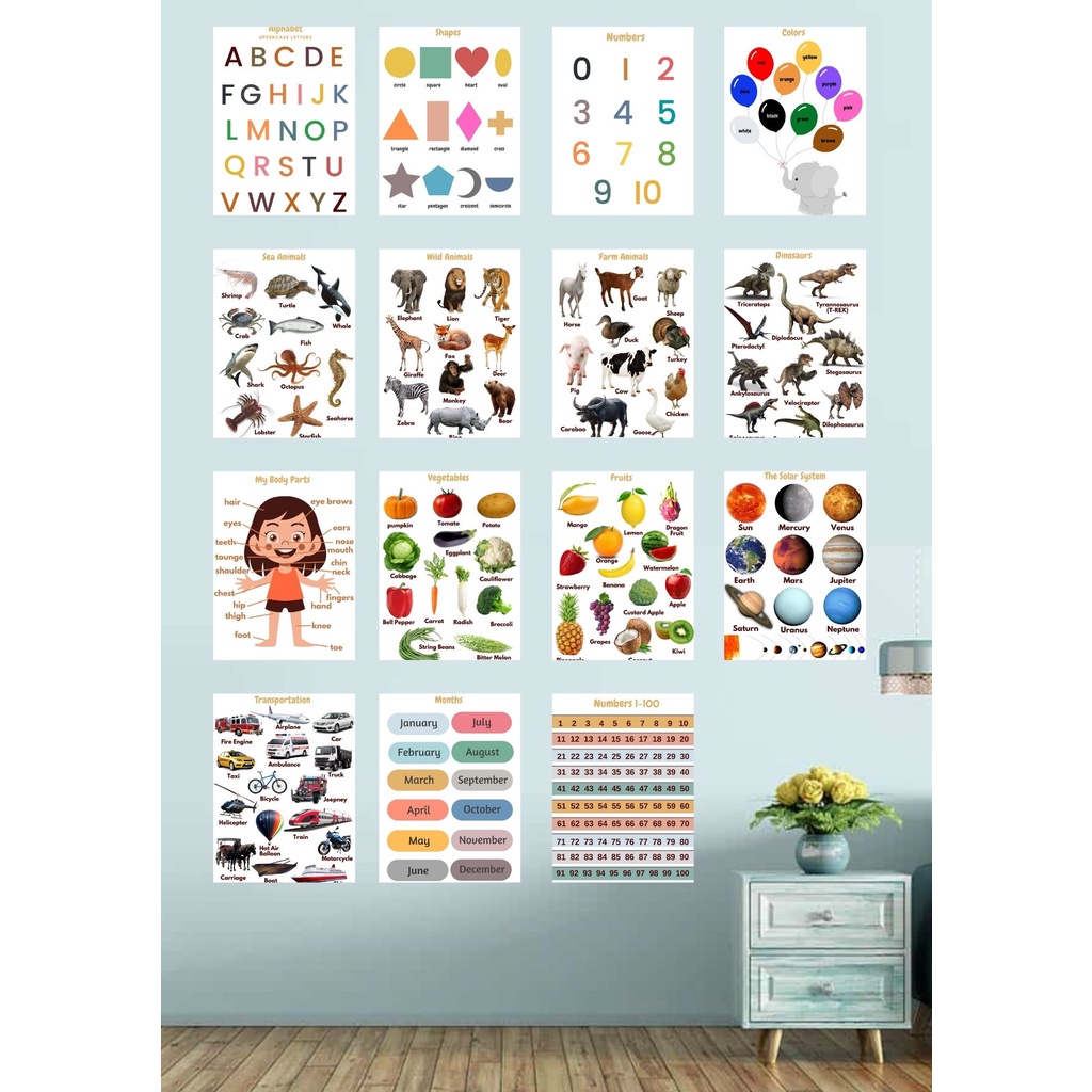 ☒Wall Charts/Laminated Charts/Montessori and Aesthetic in Design/250Mic ...