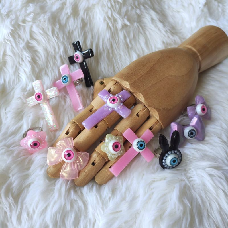 DEVIL CANDY Adjustable Eyeball rings cute kawaii goth handmade | Shopee ...