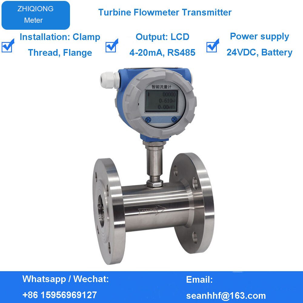 High precision liquid turbine flowmeter DN60 clamp Threaded Flange type ...