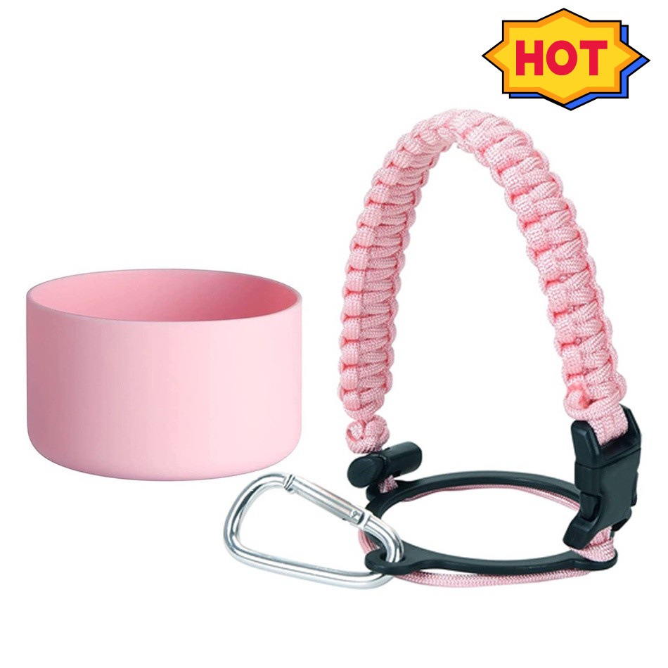 Protective Bottom Silicone Boot Cover And Paracord Handle Set For 32oz And 40oz Hydro Flask Wide