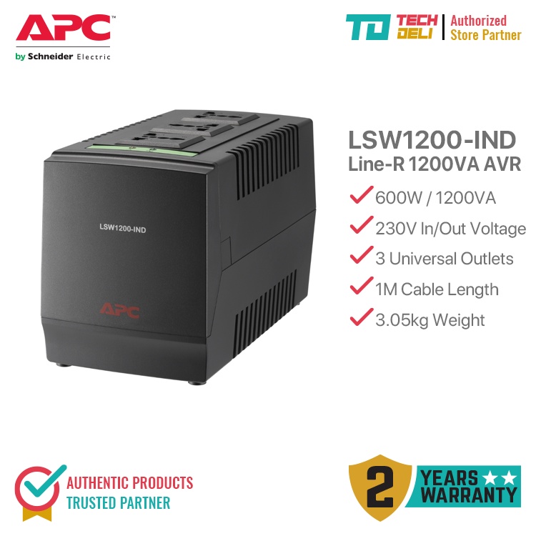 APC LSW1200-IND, Line-R 1200VA, Automatic Voltage Regulator, 3 ...