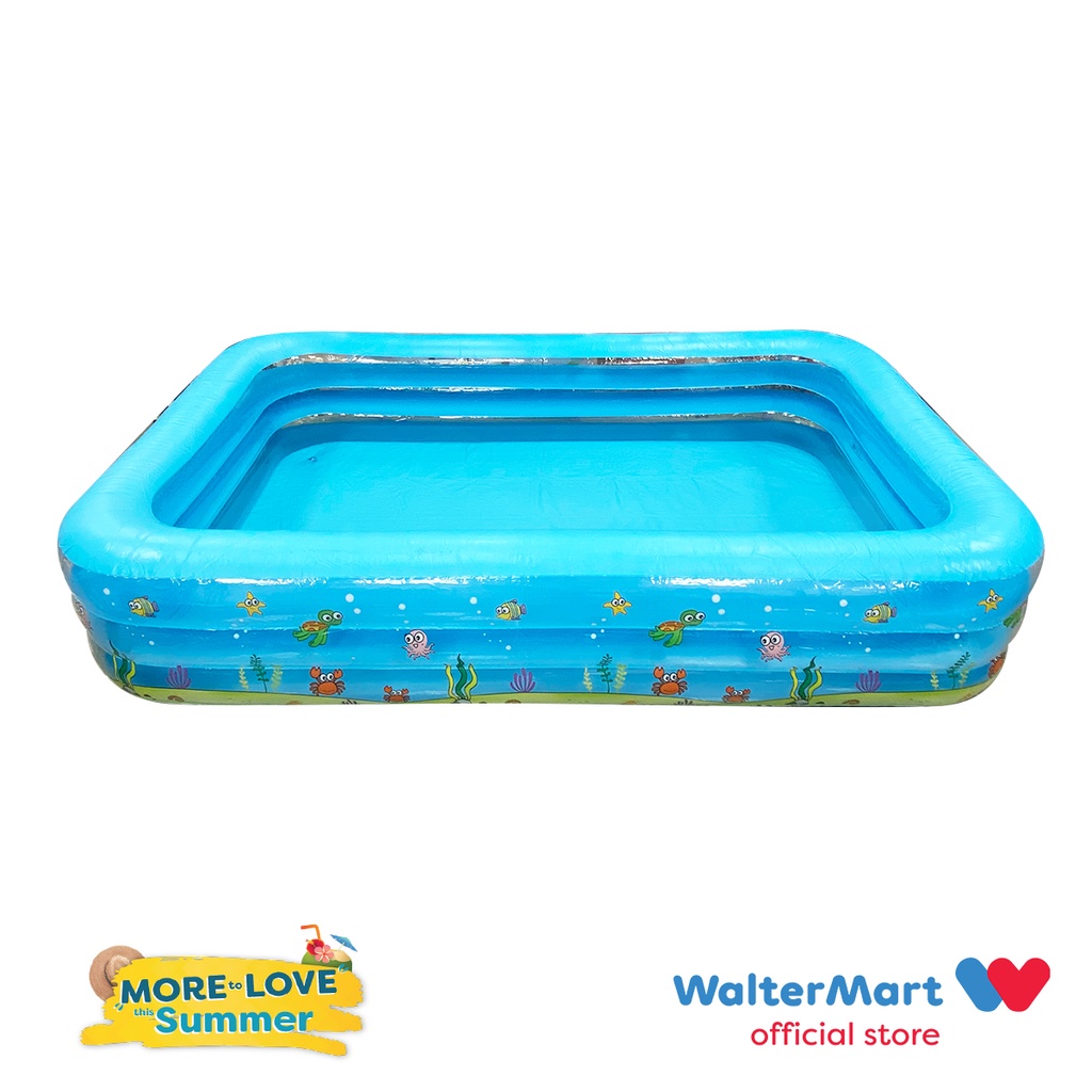 WALTERMART Inflatable 3-Ring Rectangular Family Swimming Pool ...
