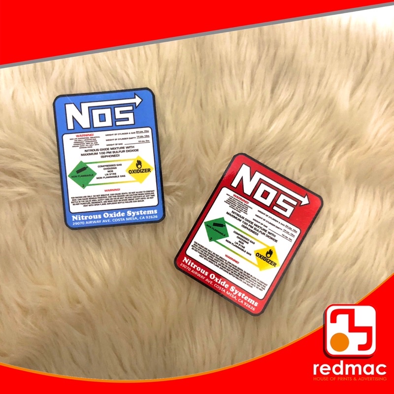 NOS NITROUS OXIDE BOTTLE STICKER LAMINATED VINYL STICKER FOR CAR MOTOR ...
