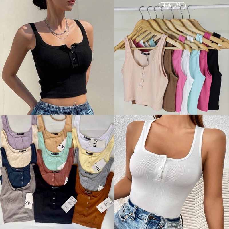 Jayce Snap Button Sando Basic Crop Top Tank For Women Brishtyle ...