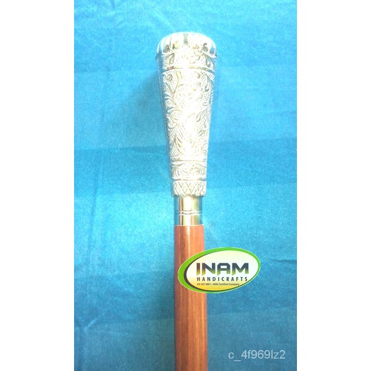 / Wooden Walking Stick Cane na may brass metal handle / | Shopee ...
