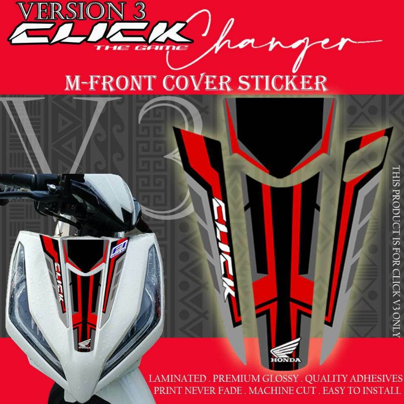 HONDA CLICK V3 FRONT COVER DECALS/HONDA CLICK STICKER/HONDA DECALS ...