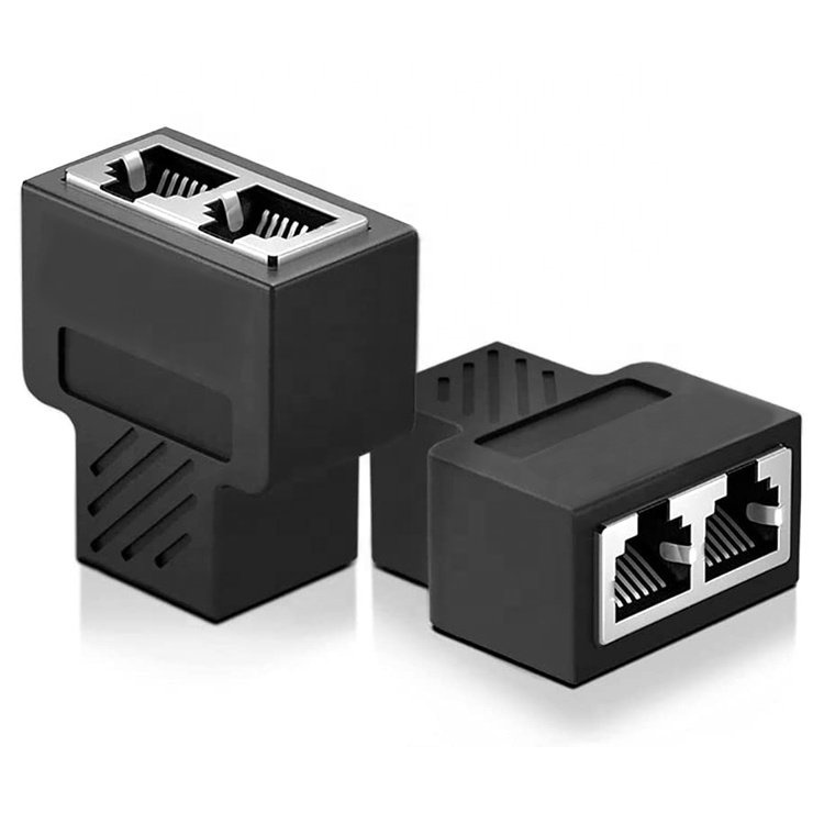 1 to 2 Female Plug RJ45 Connector Socket Ethernet Lan Network Adapter ...