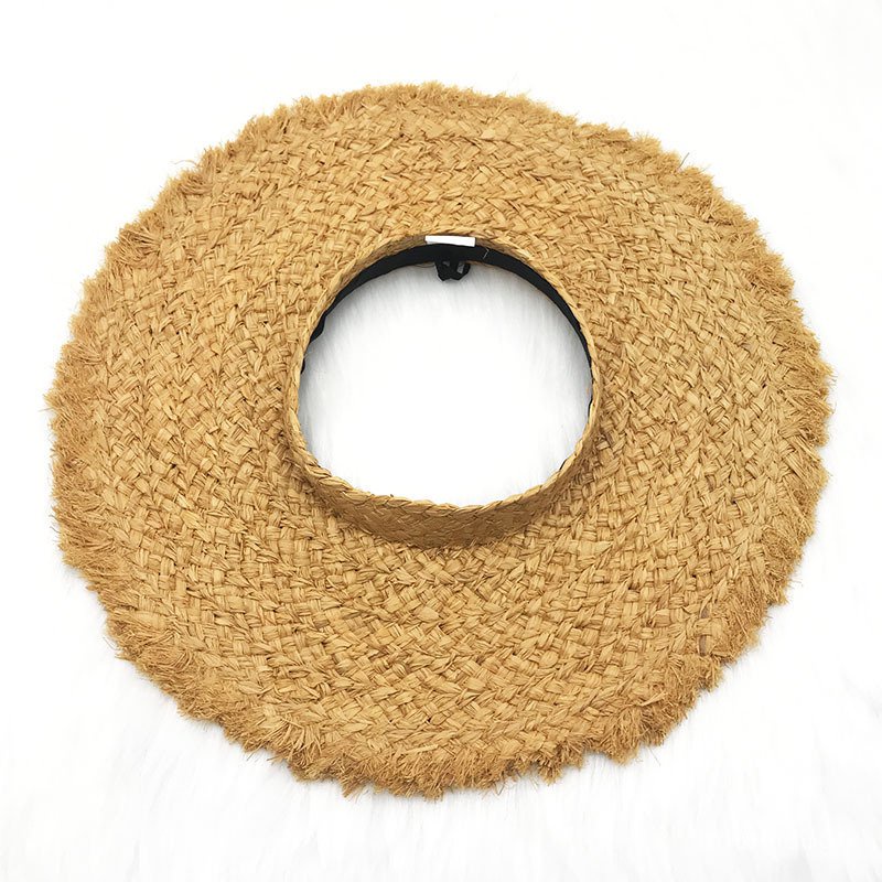 Wholesale Summer Hawaii Crownless Sun Visor Cap Wide Brim Raffia Straw ...
