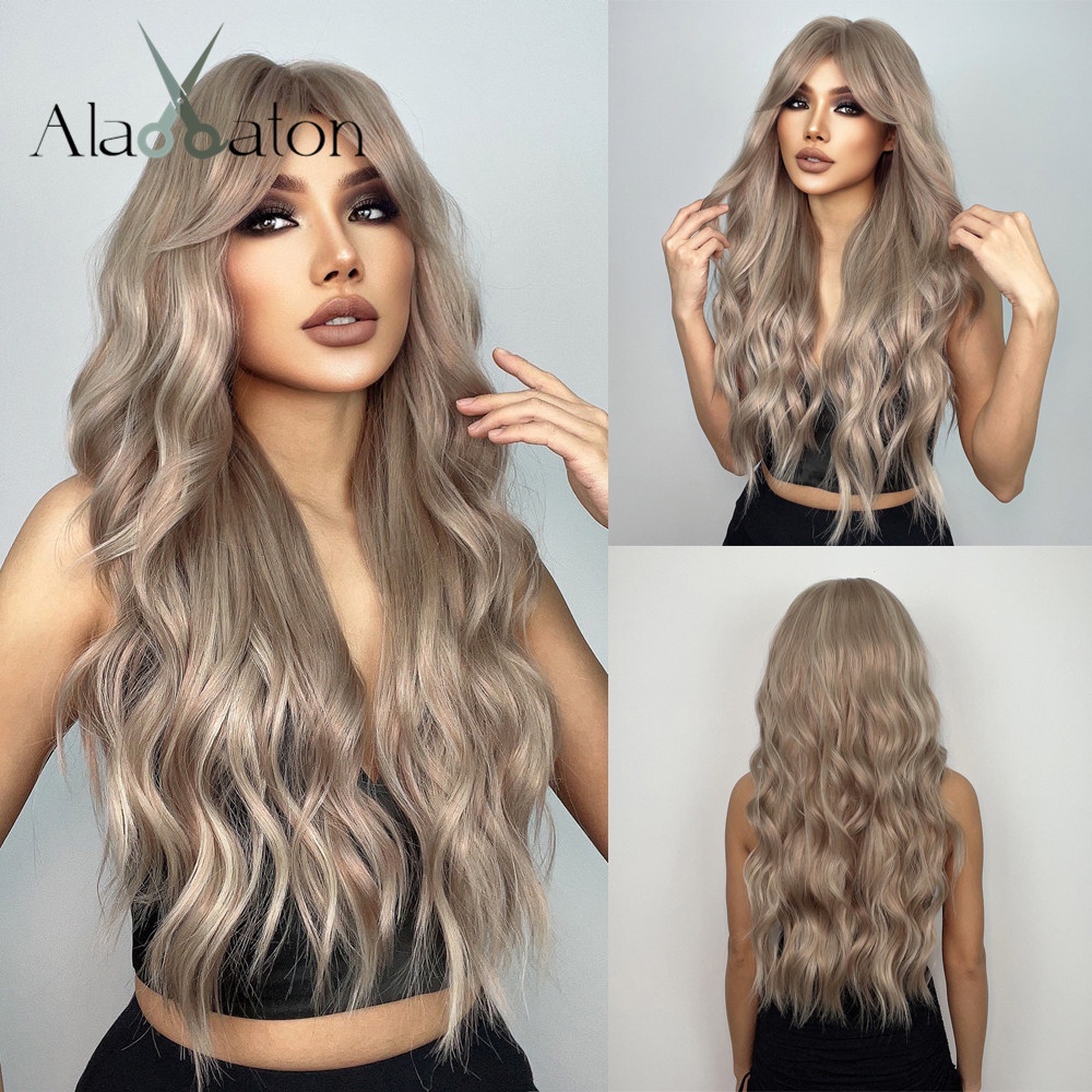 ALAN EATON Long Ash Blonde Wig for Women Blonde Wave Hair Wigs With ...