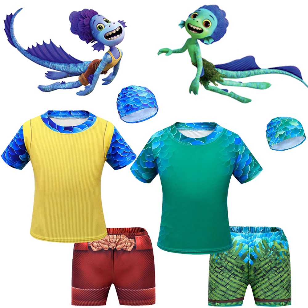 Luca Alberto Sea Monster Swimming suit Cartoon Purple Girl tshirt set ...
