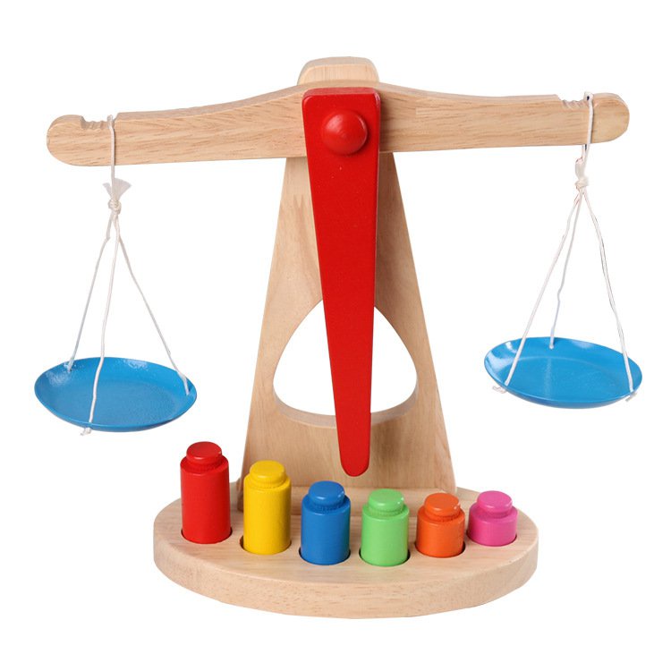 Montessori Educational Kids Toys Wooden Balance Scale With 6 Weights ...