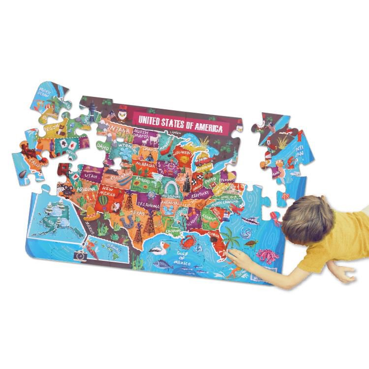 Map of the USA. Floor Puzzle for kids play with classic games like ...