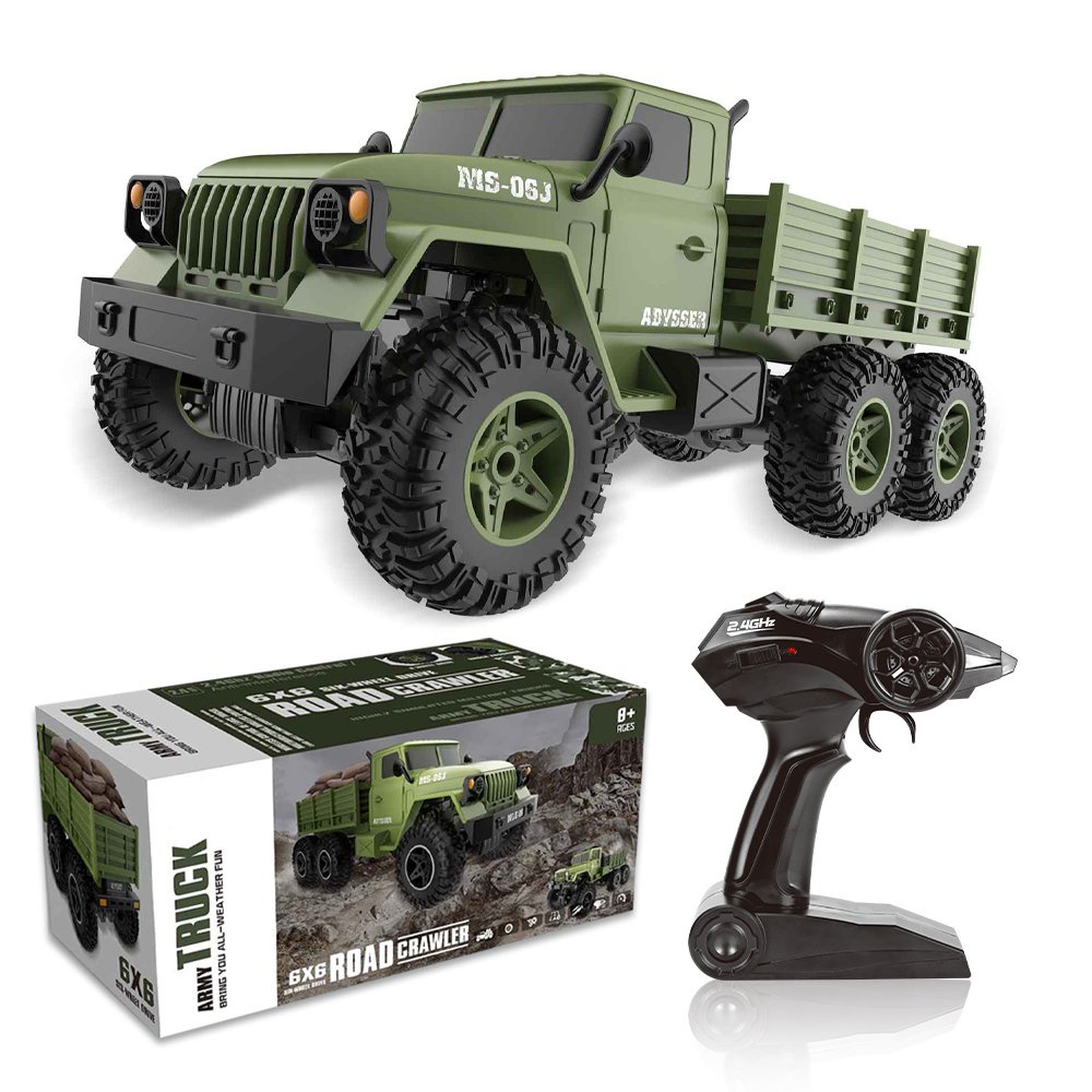 2.4G 1:10 RC Truck Radio Control Vehicle Large Scale 6x6 RC Army Truck ...