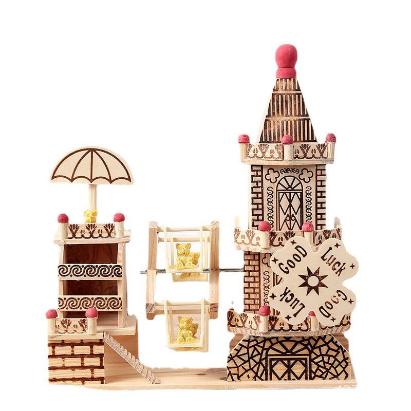 Wood Crafts Wind Up Eight Tone Music Box Ornaments House Model Kit ...