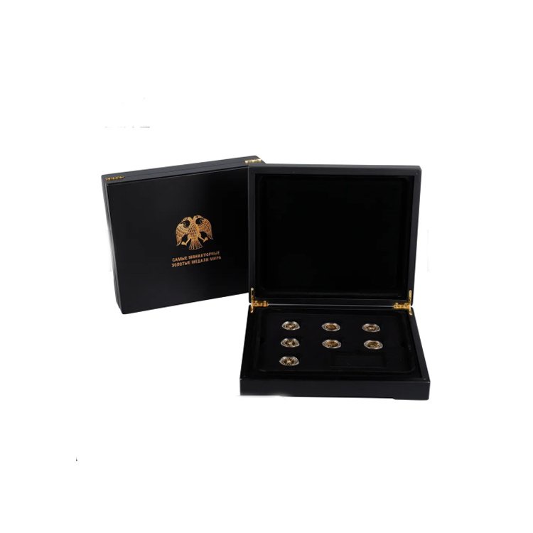 Delicate Black Commemorative Coin Packing Box Wood Coin Display Box ...