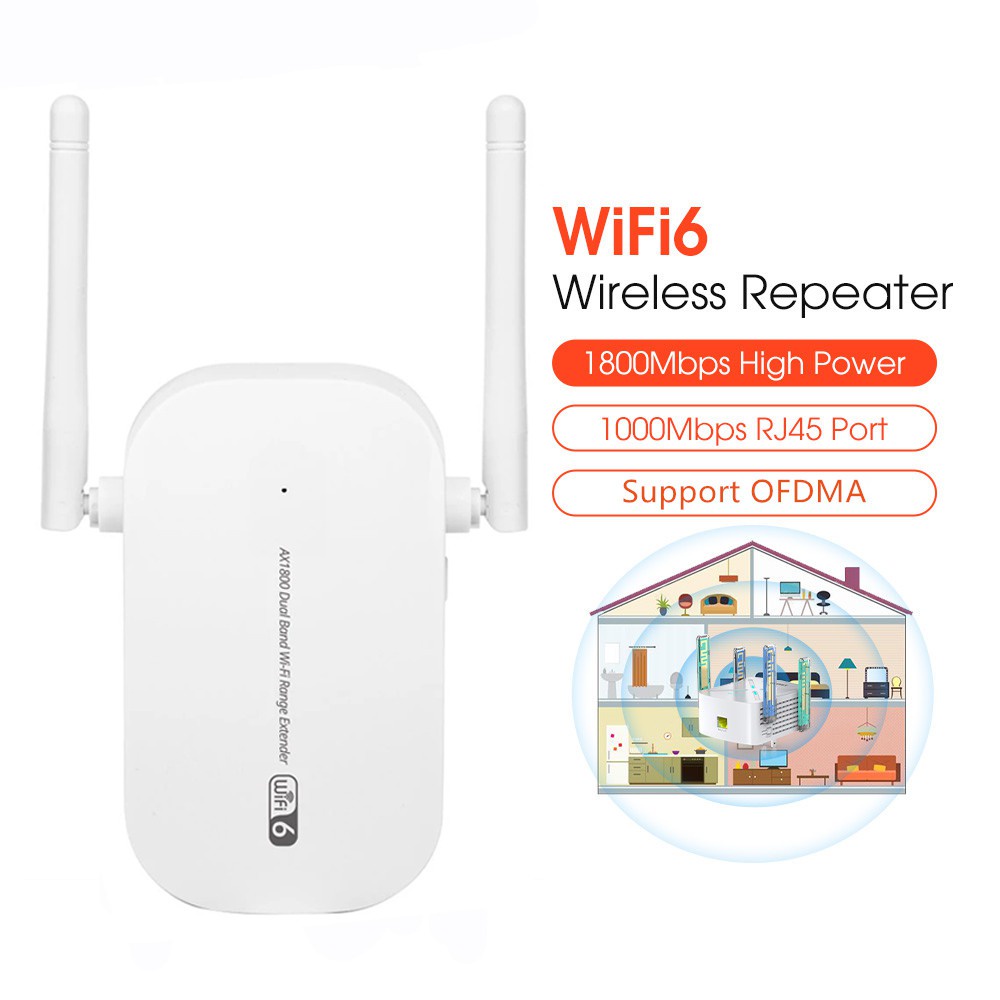 WiFi 6 Wireless Repeater 5G 1800Mbps Dual Band WiFi Signal Booster 802 ...