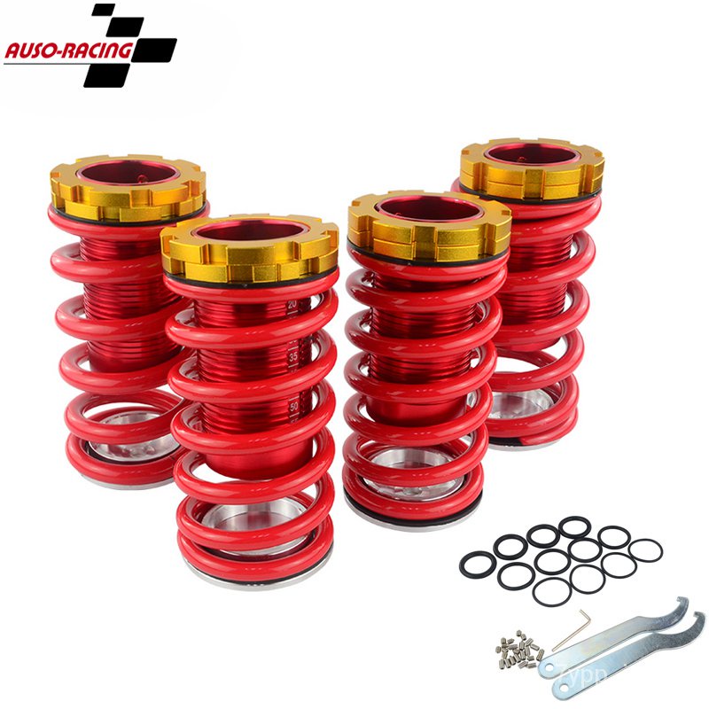 AUSO Lowering Scaled Adjustable Red Auto Coilover Suspension Shock ...