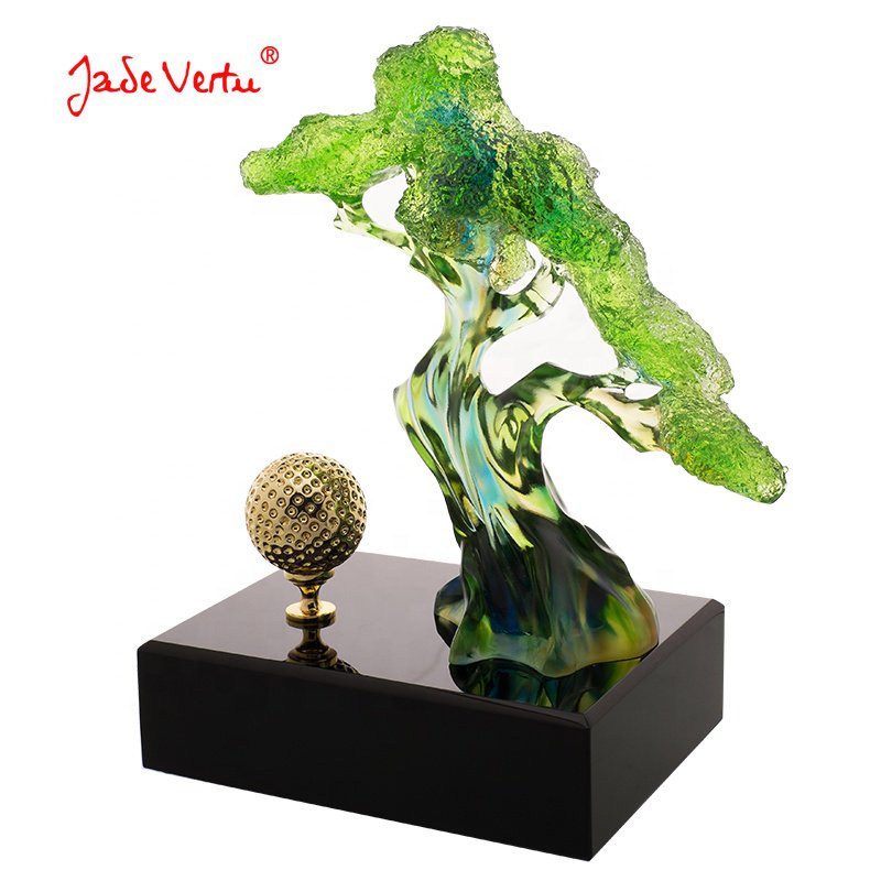 High-end liuli tree shape pate de verre award unique crystal golf ...