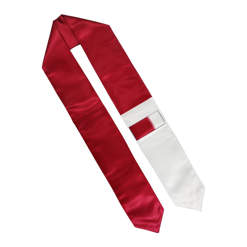 Qatar Country Nation Flag Satin Scarf Graduation Sublimation Sash Stole ...