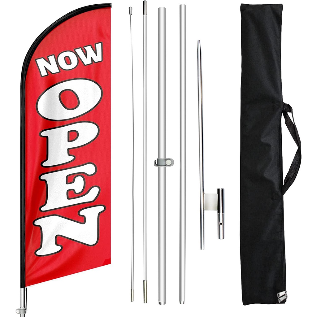 Open Feather Flag, Now Open Flag with Pole and Ground Stake Now Open ...