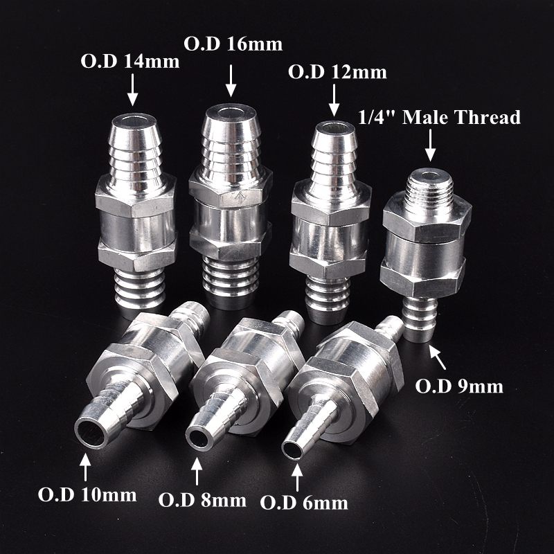 1pc 6/8/10/ 12/14/16mm Aluminium Alloy Fuel Non Return Check Valve One ...