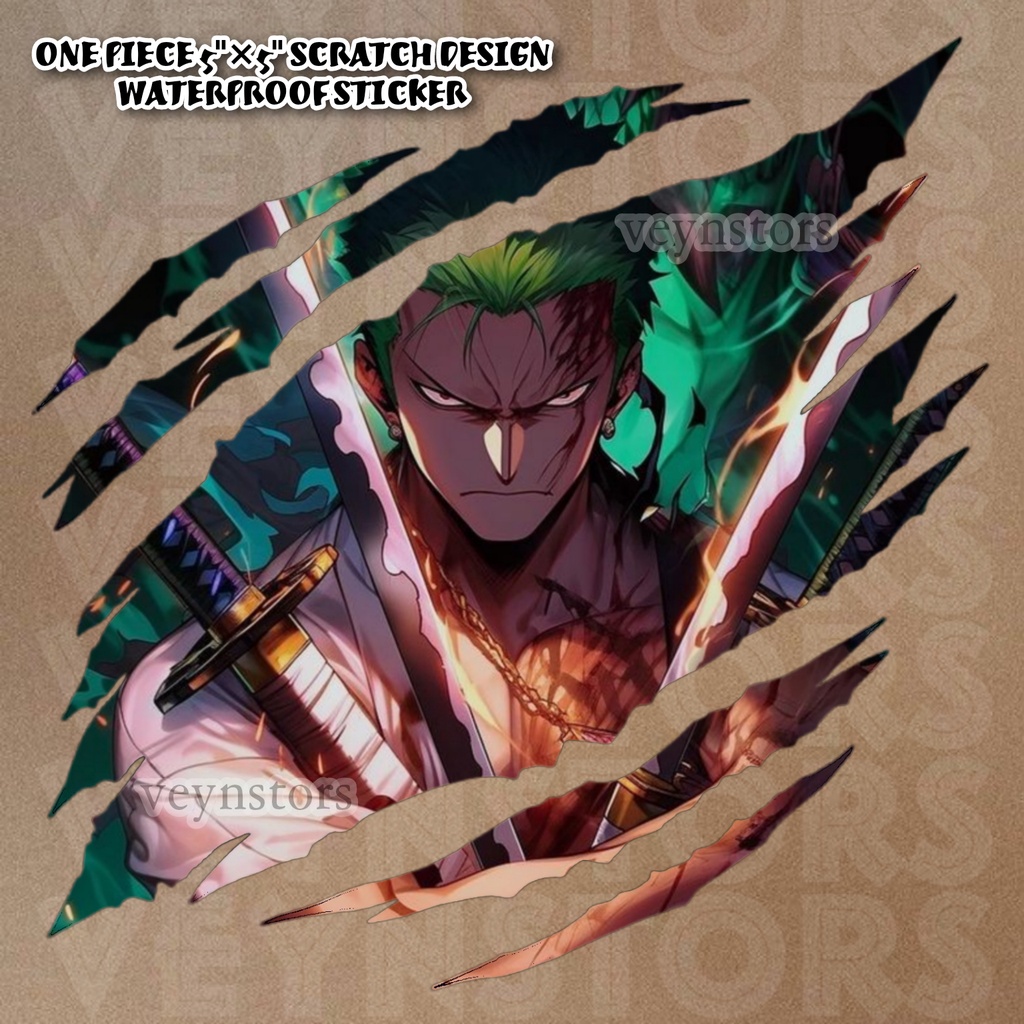 ONE PIECE RORONOA ZORO SCRATCH DESIGN LAMINATED VINYL STICKER FOR ...