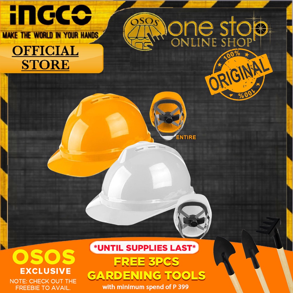 Ingco Original Safety Helmet PE Shell with Vents & Chinstrap SOLD PER ...