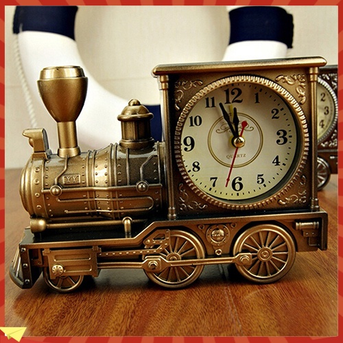 (Unitedjr) Cartoon Locomotive Train Alarm Clock Antique Engine Design Table Desk Decor | Shopee ...