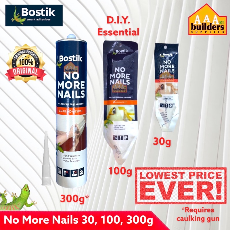 ☃♟Bostik No More Nails Original aka Liquid Nails 30g 100g 300g | Shopee ...