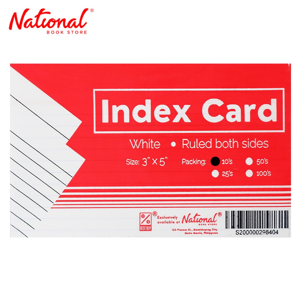 Best Buy Index Card White 3x5 10's Ruled Both Sides - School & Office ...