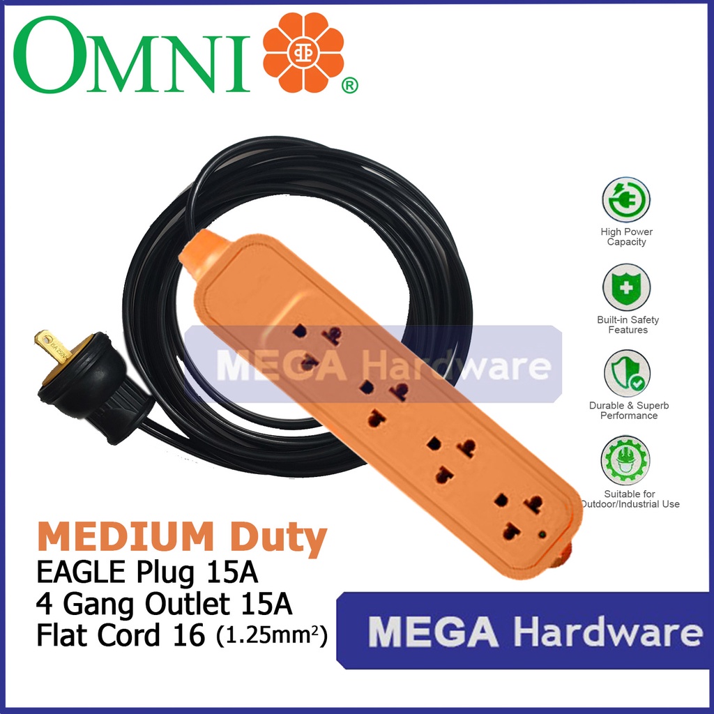 OMNI PRO Heavy Duty Surface Type Extension Outlet 20m 15m 10m 6m 3m | Shopee Philippines