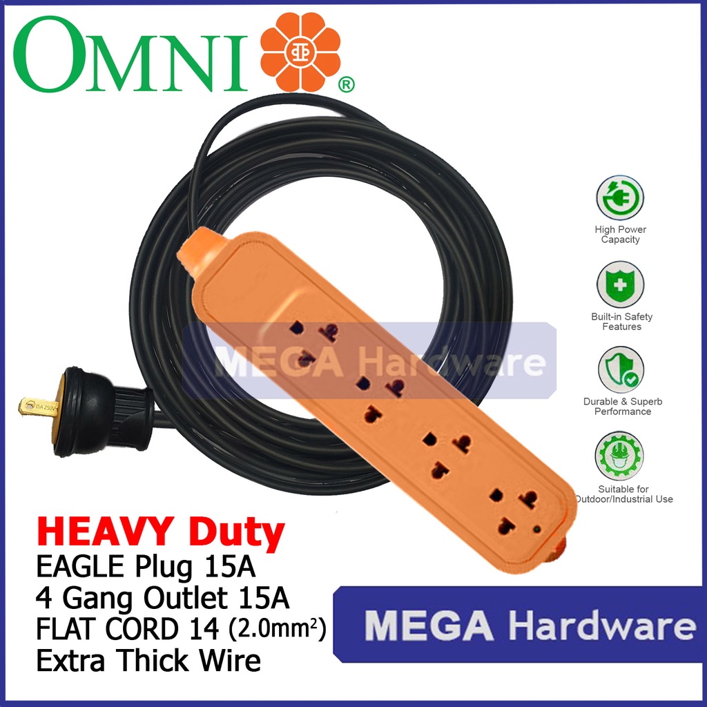 OMNI PRO Heavy Duty Surface Type Extension Outlet 20m 15m 10m 6m 3m ...