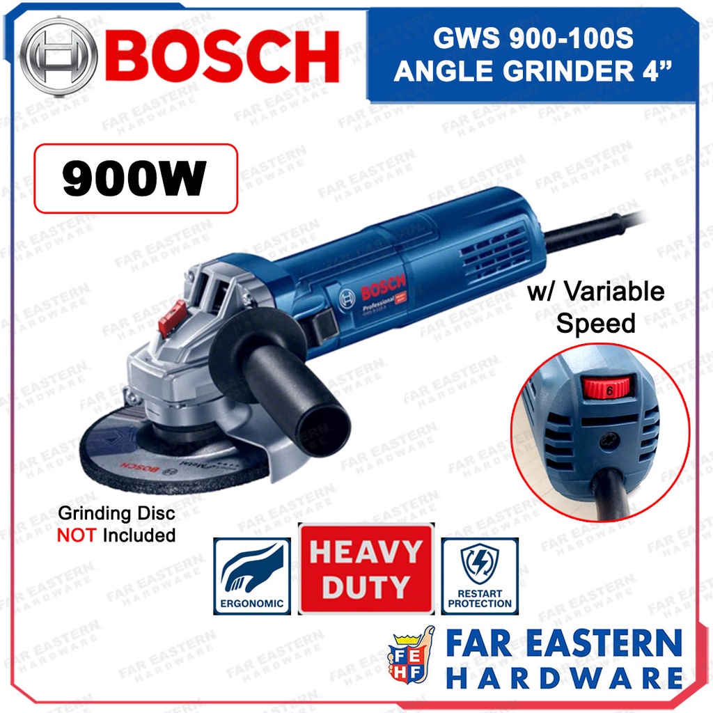 BOSCH GWS 900-100S Angle Grinder 4" 900W w/ Variable Speed RBPTCD ...