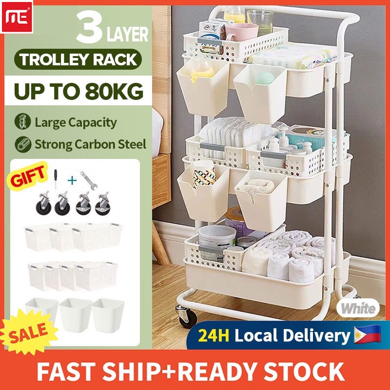 3Tier Kitchen Bathroom Utility Trolley Cart Shelf Storage Rack ...