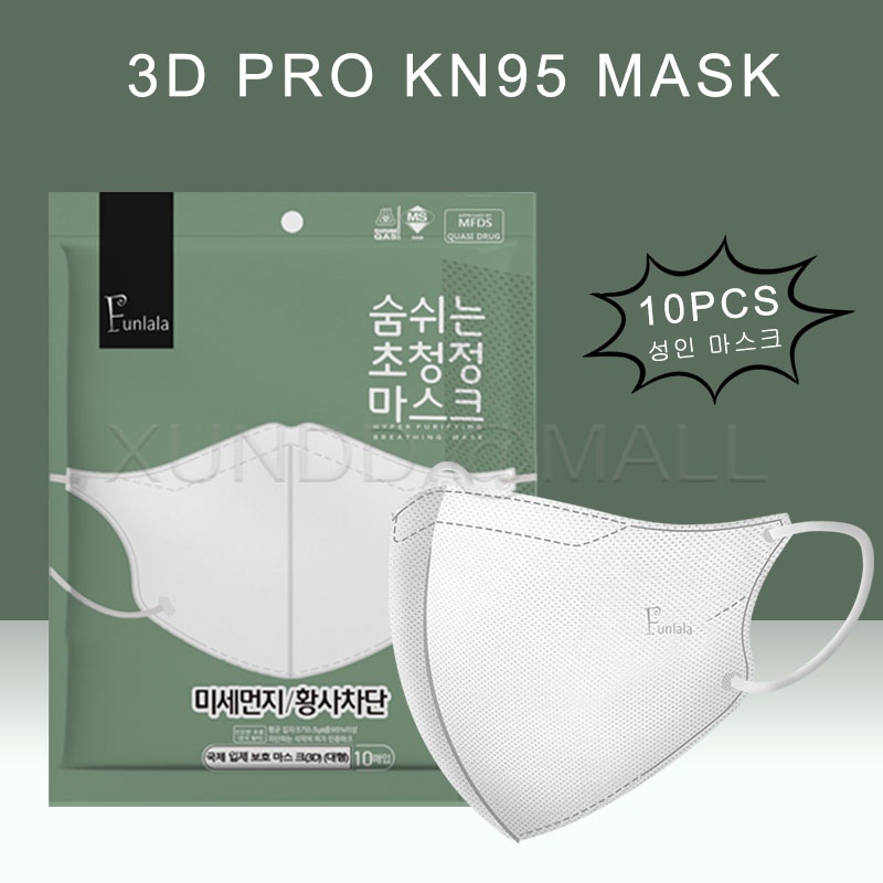 XUNDD 3D Pro Mask KN95 10Pcs 4PLY Korean Adult Mask Butterfly Mask Anti ...