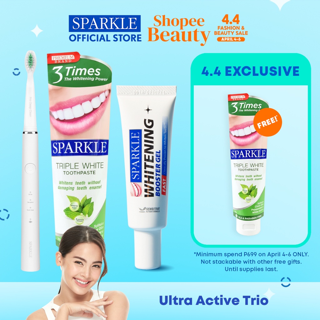SPARKLE Ultra Active Trio (Ultra Active Toothbrush, Toothpaste, Booster ...