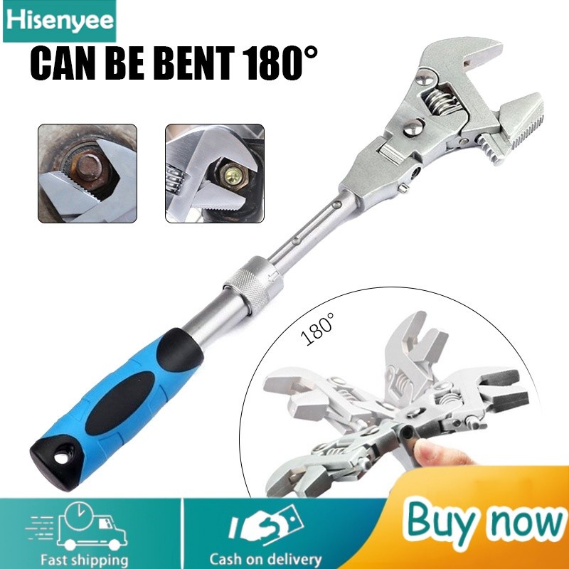 10 Inch 5 In 1 Ratchet Adjustable Wrench 180 Degree Adjustable Folding ...