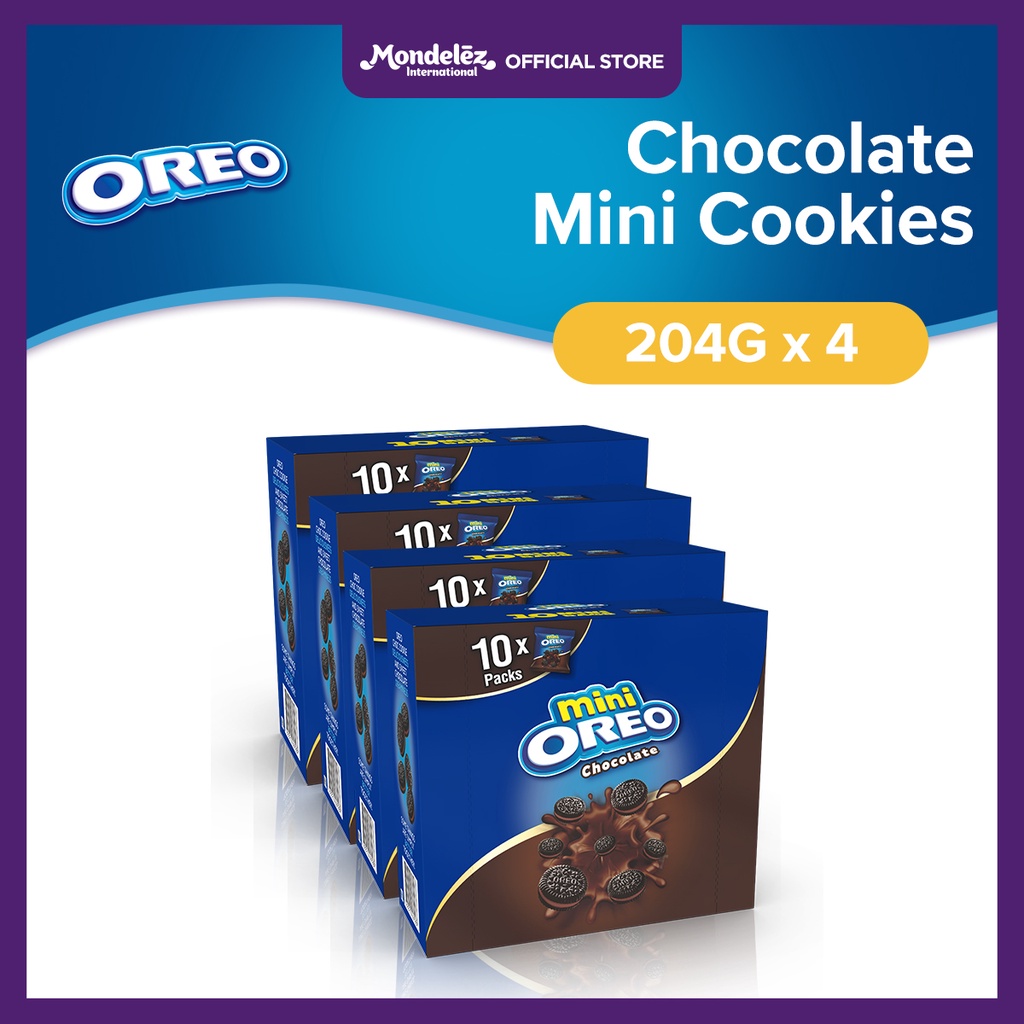 Oreo Mini 10 Pouches - Chocolate Flavor 204g Sandwich Cookies with Rich ...