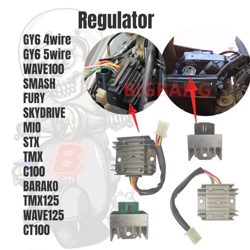 BIGBANG Motorcycle Regulator Rectifier XRM 125, WAVE 100, MIO, SMASH ...