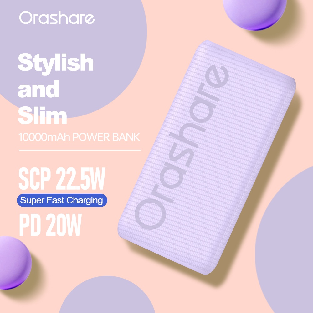 Orashare O10 Pro Powerbank Stylish and Slim PD 20W Fast Charge Type C ...