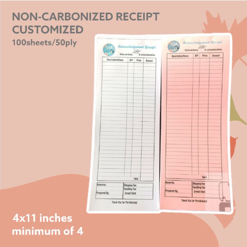 NON CARBONIZED - CUSTOMIZED FORM AND RECEIPTS | Shopee Philippines
