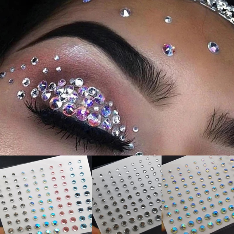 Rhinestone Eye Sticker Eyebrow Face Jewels Sticker Diamond Makeup Face ...