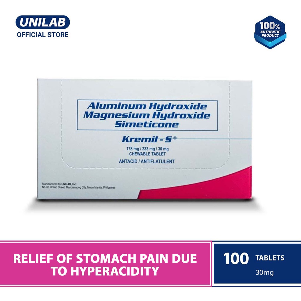Unilab Kremil-S 100 Tablets - Antacid for Fast Relief from Hyperacidity ...