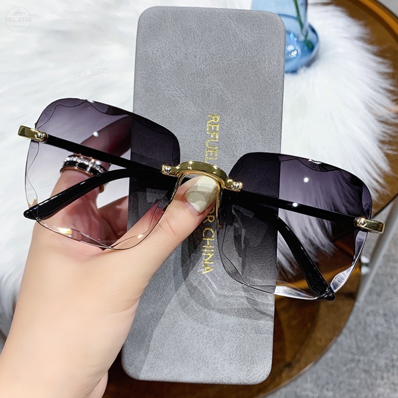 HD Polarized Anti-UV400 Gradient Lens Rimless glasses Square Gradient ...